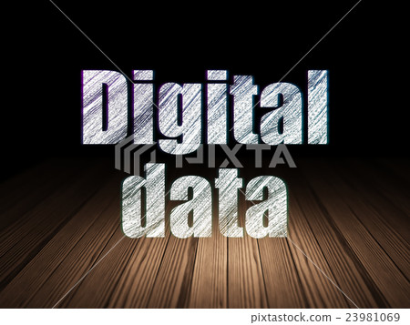 Data concept: Digital Data in grunge dark room - Stock Illustration ...