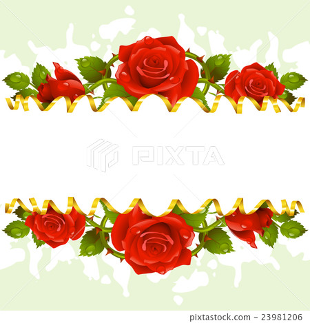 Vector horizontal frame whith red roses - Stock Illustration [23981206 ...