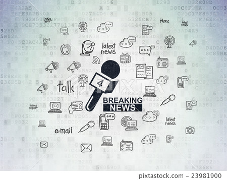 News concept: Breaking News And Microphone on - Stock Illustration ...