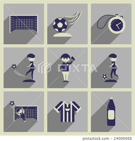 Concept of flat icons with long shadow football - Stock Illustration ...