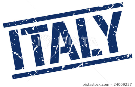 Italy blue square stamp - Stock Illustration [24009237] - PIXTA
