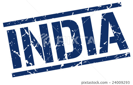India blue square stamp - Stock Illustration [24009293] - PIXTA