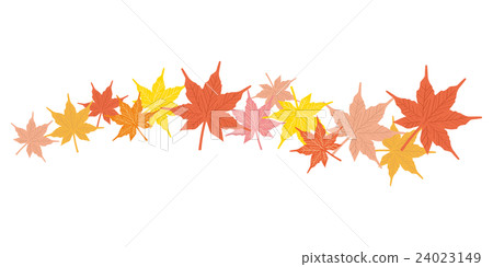 Autumn leaves line illustration - Stock Illustration [24023149] - PIXTA