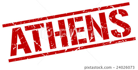 Athens red square stamp-插圖素材 [24026073] - PIXTA圖庫