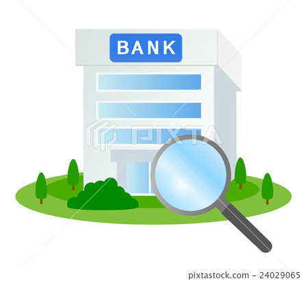Banks and magnifying glasses - Stock Illustration [24029065] - PIXTA