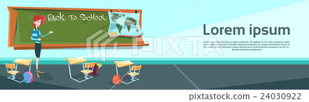 Teacher Over Class Board Classroom Back To School - Stock Illustration ...