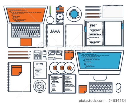 Programming,coding. Flat computing background - Stock Illustration ...