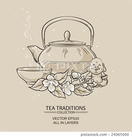 tea with jasmine - Stock Illustration [24065000] - PIXTA
