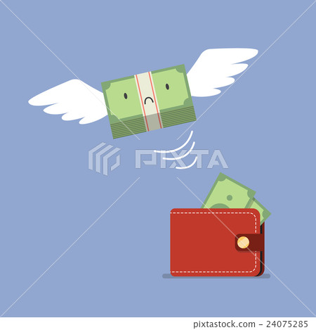 Unhappy money bill flying out of wallet - Stock Illustration [24075285 ...