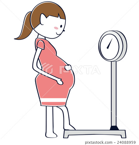 Health checkup of pregnant women Weight... - Stock Illustration ...