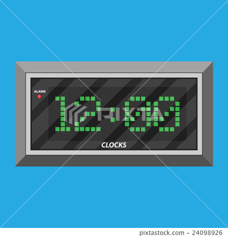 Modern digital clock with green digits - Stock Illustration [24098926 ...