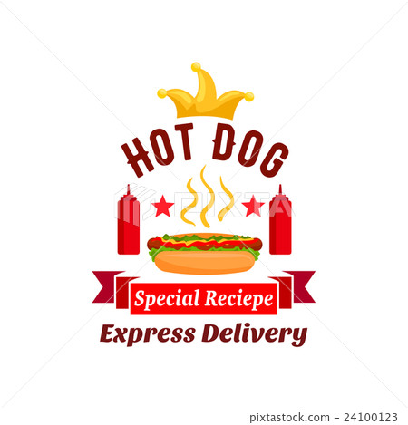 fast food hot dog express delivery emblem - Stock Illustration ...