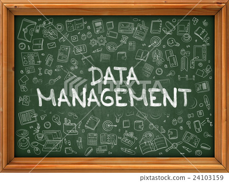Green Chalkboard with Hand Drawn Data Management. - Stock Illustration ...