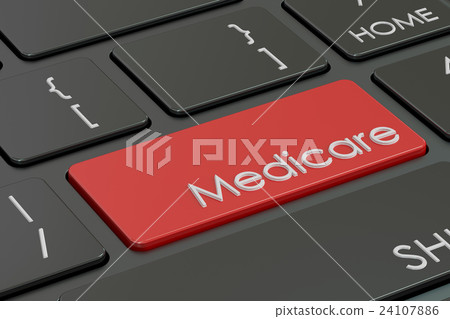 Medicare button, red hot key on keyboard - Stock Illustration [24107886 ...