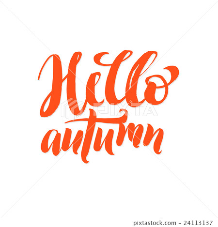 Hello Autumn! Orange Letters White Background - Stock Illustration ...