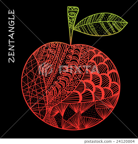Apple hand drawn zentangle - Stock Illustration [24120804] - PIXTA
