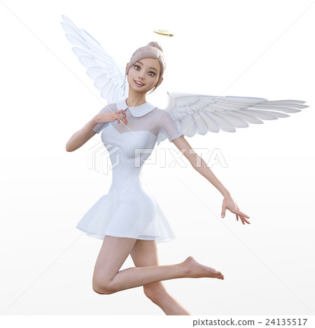 Pose a cute angel perming3DCG illustrations... - Stock Illustration ...