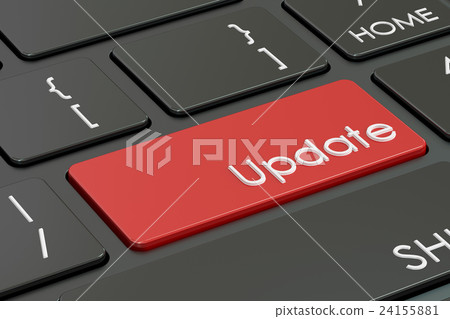 Update on Red Keyboard Button. 3D rendering - Stock Illustration ...