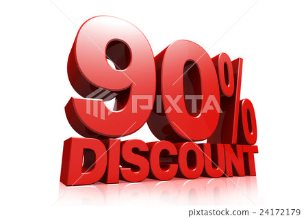 3D render red text 90 percent discount - Stock Illustration [24172179 ...