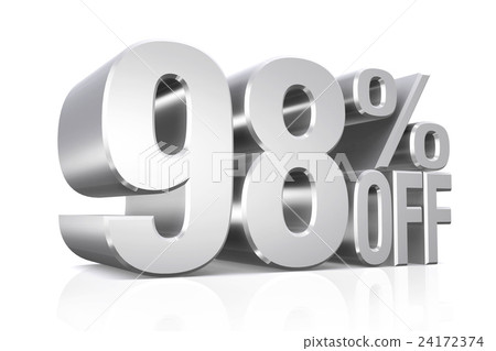 3D render silver text 98 percent off. - Stock Illustration [24172374 ...