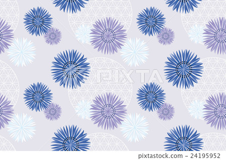 Gray chrysanthemum pattern Japanese pattern... - Stock Illustration ...