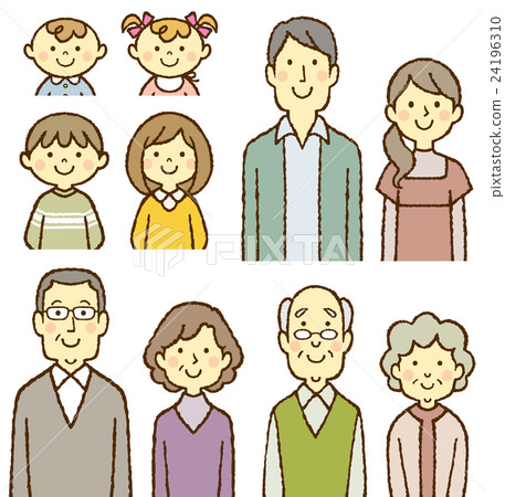 Four generations family smile - Stock Illustration [24196310] - PIXTA