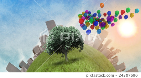 Composite image of tree with green leaves growing - Stock Illustration ...