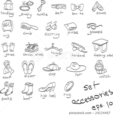hand drawn set of accessories, doodles - Stock Illustration [24214487 ...