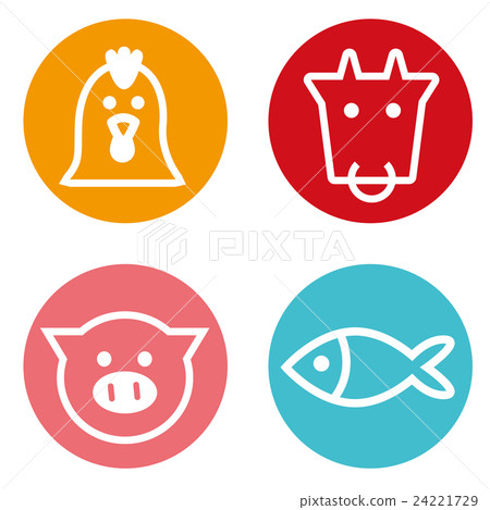 Four kinds of meat and fish icon - Stock Illustration [24221729] - PIXTA