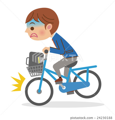 A male student who places a sudden braking on a... - Stock Illustration ...