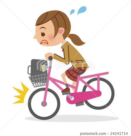 Girls studying sudden braking on bicycles - Stock Illustration ...