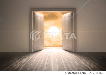 Composite image of open big door on wall - Stock Illustration [24250466 ...
