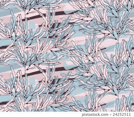 Kelp seaweed brown on pink marker brushed - Stock Illustration ...