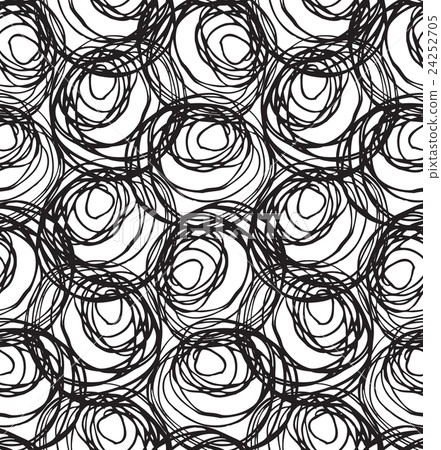 Monochrome scribbles big circles overlapping - Stock Illustration [24252705] - PIXTA