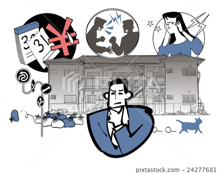 Rental housing problem - neighborhood disturbance - Stock Illustration ...