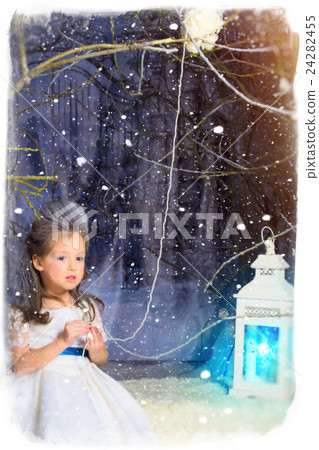 Snow Princess in winter fairy forest - Stock Illustration [24282455 ...