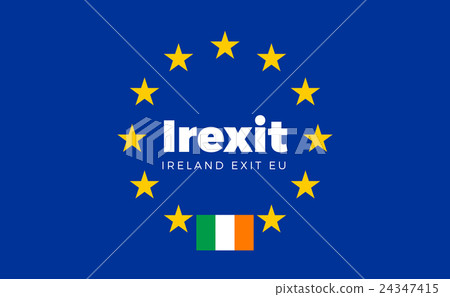 Flag of Ireland on European Union. Irexit - - Stock Illustration ...