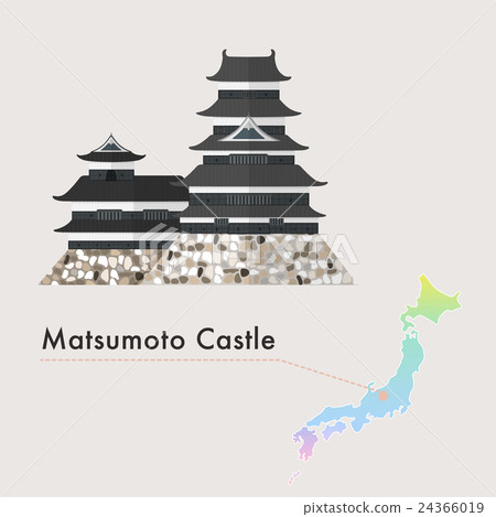 Japan Famous Castle Vector - Matsumoto Castle - Stock Illustration ...