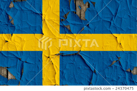 Split flag on the wall of the Swedish flag... - Stock Illustration ...