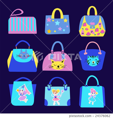 Fashion Cute cartoon Bag Collection. - Stock Illustration [24376062 ...