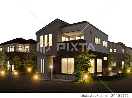 Residential night view - Stock Illustration [24401921] - PIXTA