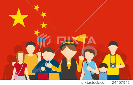 Chinese tourists and tour guide - Stock Illustration [24407941] - PIXTA