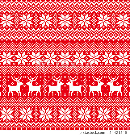Nordic pattern red background - Stock Illustration [24421246] - PIXTA