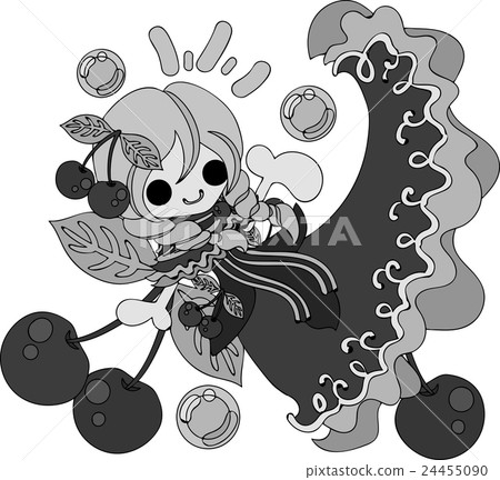 Illustration of a girl in a cherry dress - Stock Illustration [24455090 ...