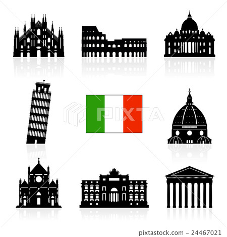 Italy Travel Landmarks Vector - Stock Illustration [24467021] - PIXTA