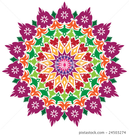 Abstract flower isolated ornamental round pattern. - Stock Illustration ...