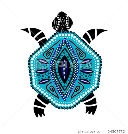 Blue turtle in first-nation style - Stock Illustration [24507752] - PIXTA