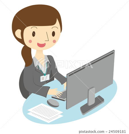 A woman who operates a personal computer - Stock Illustration [24509181 ...