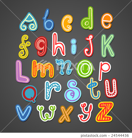 Abstract hand-drawn color doodle alphabet - Stock Illustration ...