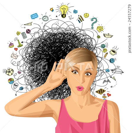 Vector woman overhearing something - Stock Illustration [24557279] - PIXTA
